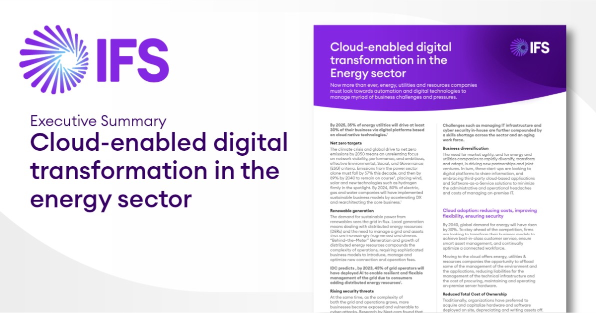 IFS on LinkedIn: Cloud-enabled digital transformation in the Energy sector IFS on LinkedIn: Cloud-enabled digital transformation in the Energy sector