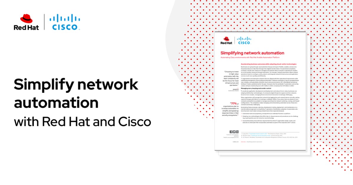 Stephane Gagnon on LinkedIn: Automate Cisco networks with Red Hat ... Stephane Gagnon on LinkedIn: Automate Cisco networks with Red Hat ...