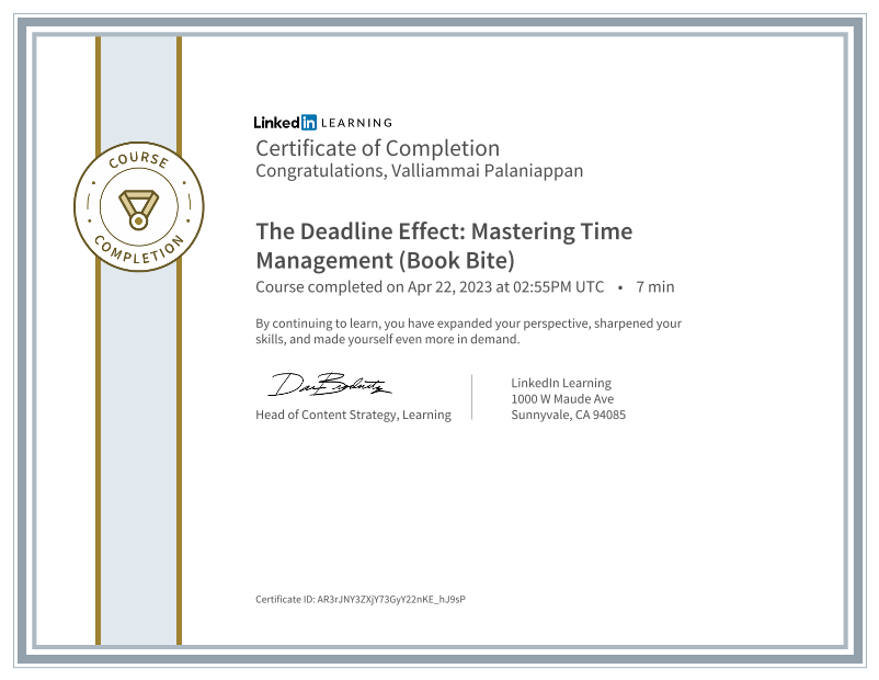 Valliammai Palaniappan on LinkedIn: Certificate of Completion Valliammai Palaniappan on LinkedIn: Certificate of Completion