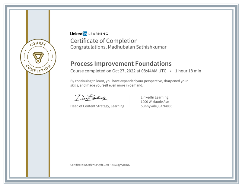 Madhubalan Sathishkumar on LinkedIn: Certificate of Completion Madhubalan Sathishkumar on LinkedIn: Certificate of Completion