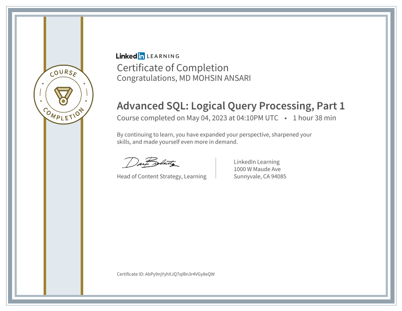MD MOHSIN ANSARI on LinkedIn: Certificate of Completion MD MOHSIN ANSARI on LinkedIn: Certificate of Completion