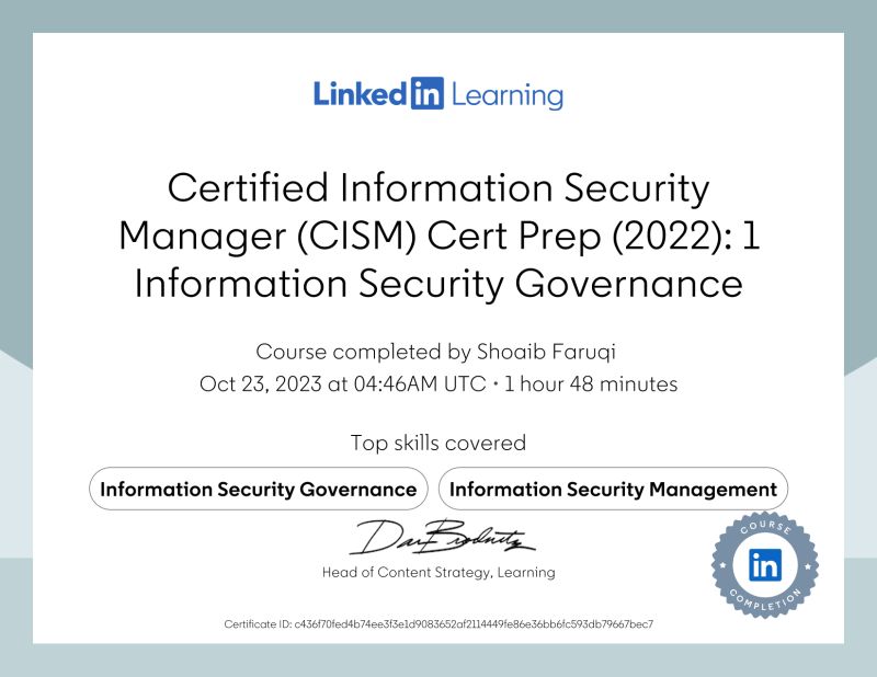 Shoaib Faruqi on LinkedIn: Certificate of Completion Shoaib Faruqi on LinkedIn: Certificate of Completion