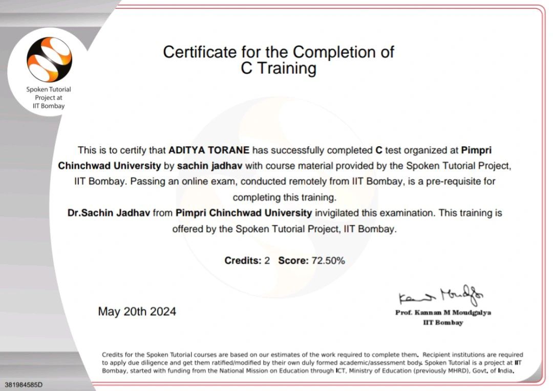 Aditya Devendra Torane on LinkedIn: #learning #achievement #programming ... Aditya Devendra Torane on LinkedIn: #learning #achievement #programming ...