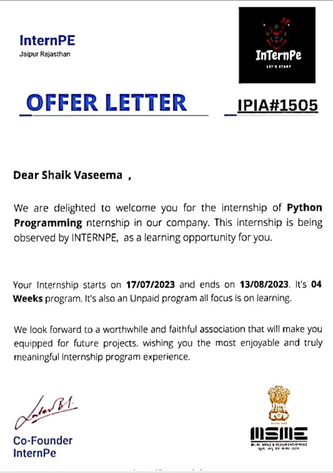 vaseema shaik on LinkedIn: #internpe #internship #internshipopportunity ... vaseema shaik on LinkedIn: #internpe #internship #internshipopportunity ...