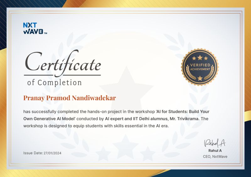 Pranay Nandiwadekar on LinkedIn: #ai #modelgeneration #certification Pranay Nandiwadekar on LinkedIn: #ai #modelgeneration #certification