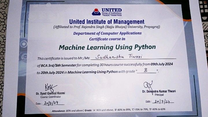 Sudhanshu Tiwari on LinkedIn: Machine Learning Using Python..... Sudhanshu Tiwari on LinkedIn: Machine Learning Using Python.....