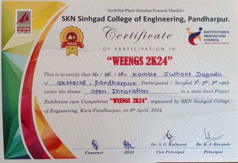 Sushant Kamble on LinkedIn: #weengs #innovation #project #competition Sushant Kamble on LinkedIn: #weengs #innovation #project #competition