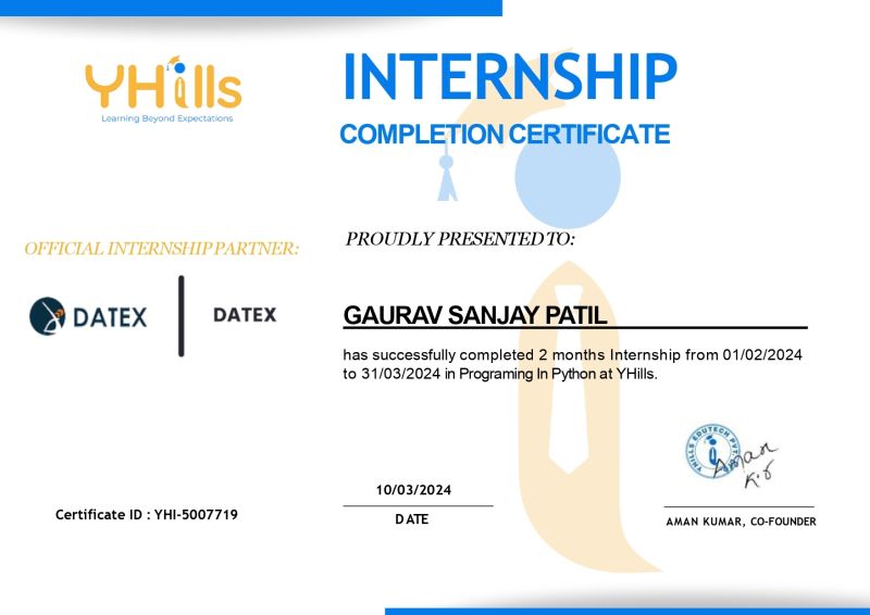 GAURAV SANJAY PATIL on LinkedIn: #python #datascience #internshipcompleted GAURAV SANJAY PATIL on LinkedIn: #python #datascience #internshipcompleted
