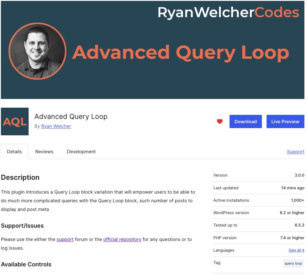 Ryan Welcher on LinkedIn: My Advanced Query Loop plugin hit the 1000 ... Ryan Welcher on LinkedIn: My Advanced Query Loop plugin hit the 1000 ...