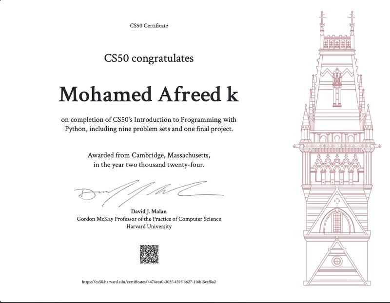 Mohamed Afreed on LinkedIn: #python #cs50 #programming #tech # ... Mohamed Afreed on LinkedIn: #python #cs50 #programming #tech # ...