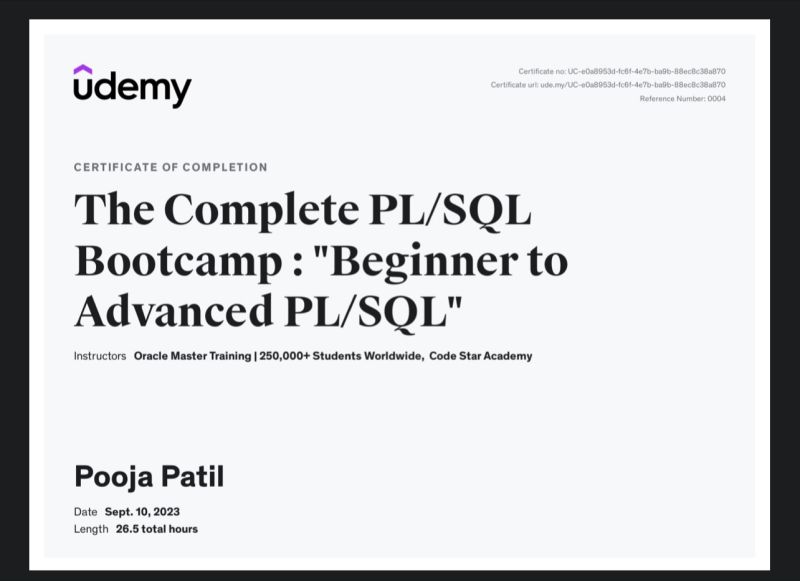 Pooja Patil on LinkedIn: #plsql #plsqldeveloper Pooja Patil on LinkedIn: #plsql #plsqldeveloper