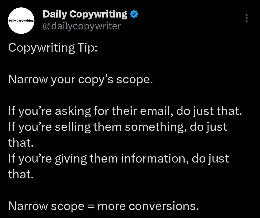 Daily Copywriting on LinkedIn: Copywriting Tip: Narrow your copy’s ... Daily Copywriting on LinkedIn: Copywriting Tip: Narrow your copy’s ...