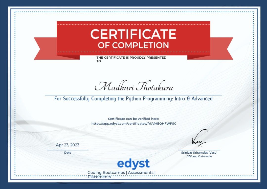 Madhuri Thotakura on LinkedIn: #edyst #python #programming #learning # ... Madhuri Thotakura on LinkedIn: #edyst #python #programming #learning # ...