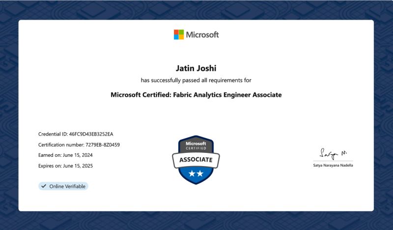 Jatin Joshi on LinkedIn: #microsoft #certification #dataanalytics # ... Jatin Joshi on LinkedIn: #microsoft #certification #dataanalytics # ...