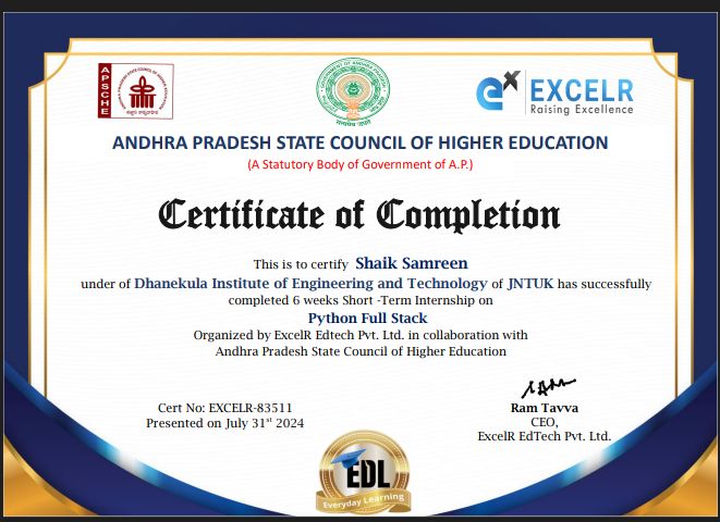 Shaik Samreen on LinkedIn: #pythonfullstack #python #excelr #apsche # ... Shaik Samreen on LinkedIn: #pythonfullstack #python #excelr #apsche # ...