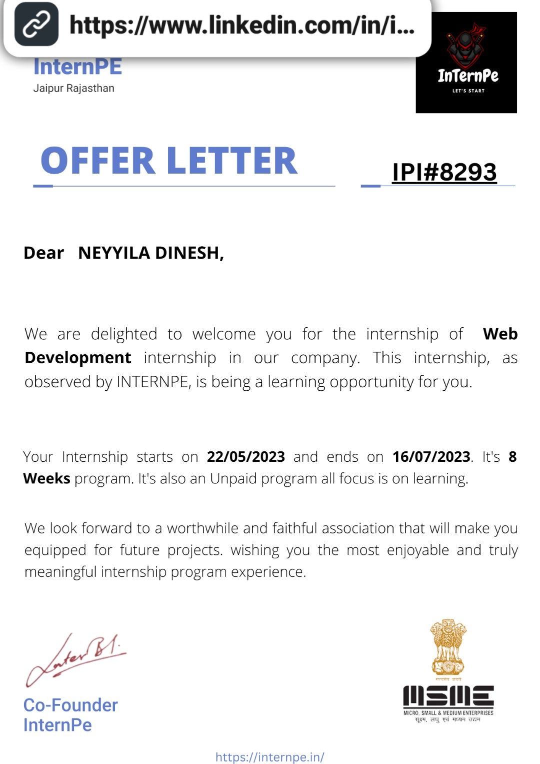 Neyyila Dinesh on LinkedIn: #internpe #webdevelopment Neyyila Dinesh on LinkedIn: #internpe #webdevelopment