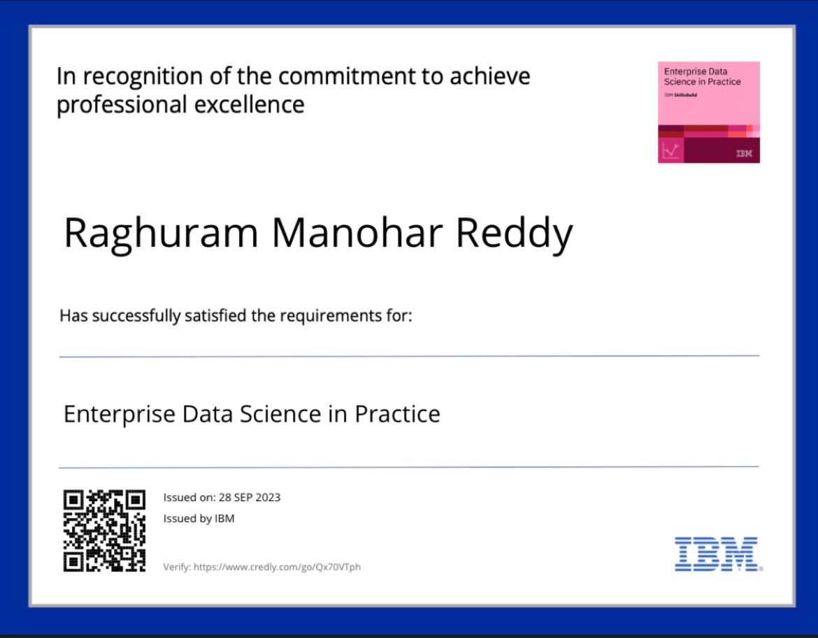 RAGHURAM MANOHAR REDDY on LinkedIn: #datascience #ibm # ... RAGHURAM MANOHAR REDDY on LinkedIn: #datascience #ibm # ...