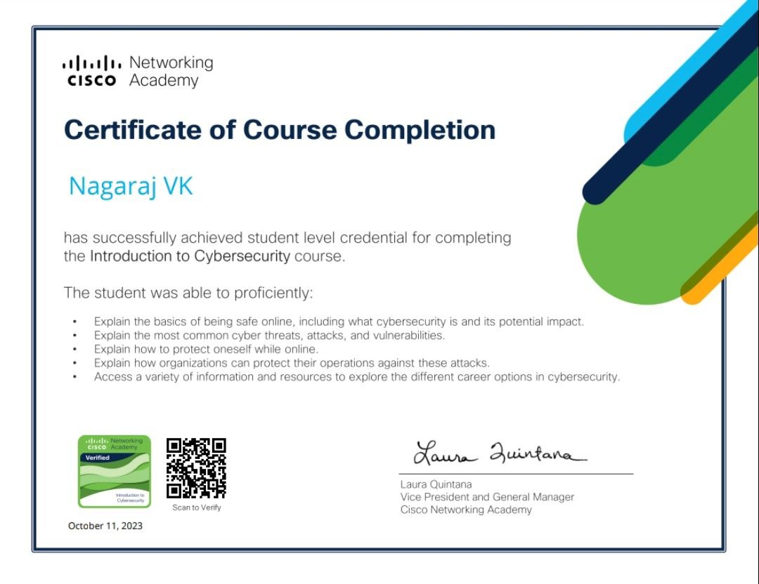 Nagaraj VK on LinkedIn: #cybersecurity #cisconetworkingacademy Nagaraj VK on LinkedIn: #cybersecurity #cisconetworkingacademy