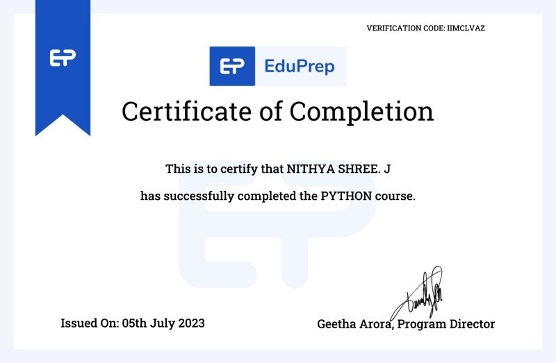 Nithya Shree.J on LinkedIn: #eduprep Nithya Shree.J on LinkedIn: #eduprep