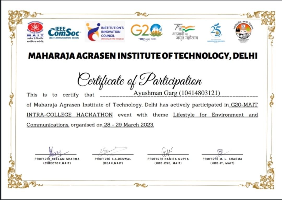 Ayushman Garg on LinkedIn: #hackathon #g20 #coding Ayushman Garg on LinkedIn: #hackathon #g20 #coding