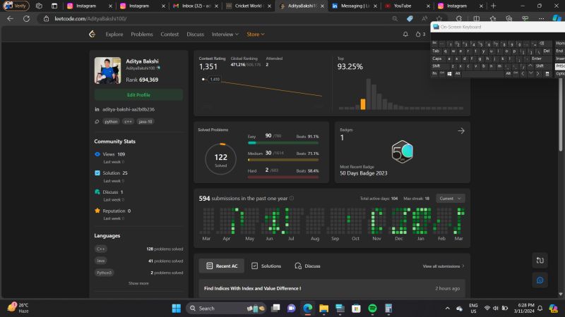Aditya Bakshi on LinkedIn: from 0 to 122 problems in LeetCode it is a ... Aditya Bakshi on LinkedIn: from 0 to 122 problems in LeetCode it is a ...
