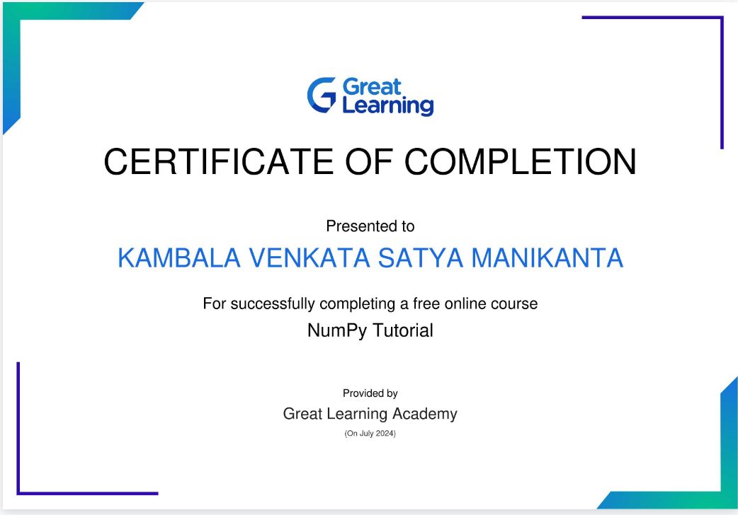 KAMBALA VENKATA SATYA MANIKANTA on LinkedIn: #numpy #python # ... KAMBALA VENKATA SATYA MANIKANTA on LinkedIn: #numpy #python # ...