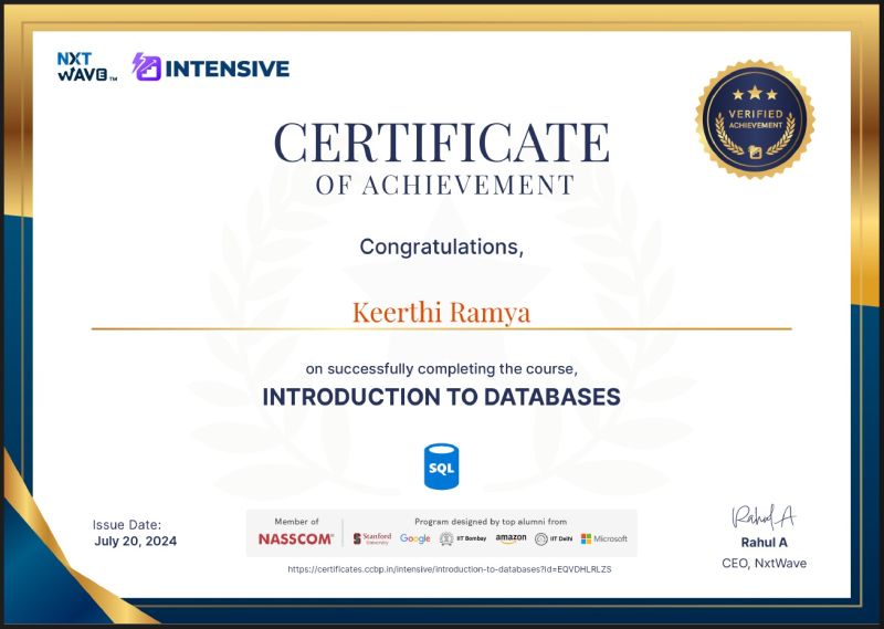 Keerthi Ramya on LinkedIn: #achievement #sql #intensive_4_0 #sql # ... Keerthi Ramya on LinkedIn: #achievement #sql #intensive_4_0 #sql # ...