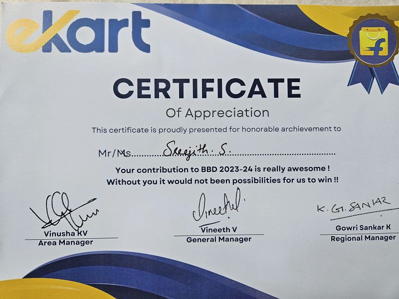 sreejith .sivan on LinkedIn: CERTIFICATE OF APPRECIATION OF ... sreejith .sivan on LinkedIn: CERTIFICATE OF APPRECIATION OF ...
