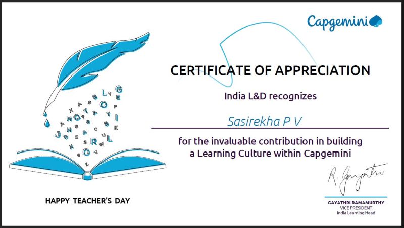Sasirekha Perumal Vijayan on LinkedIn: #capgemini | 11 comments Sasirekha Perumal Vijayan on LinkedIn: #capgemini | 11 comments