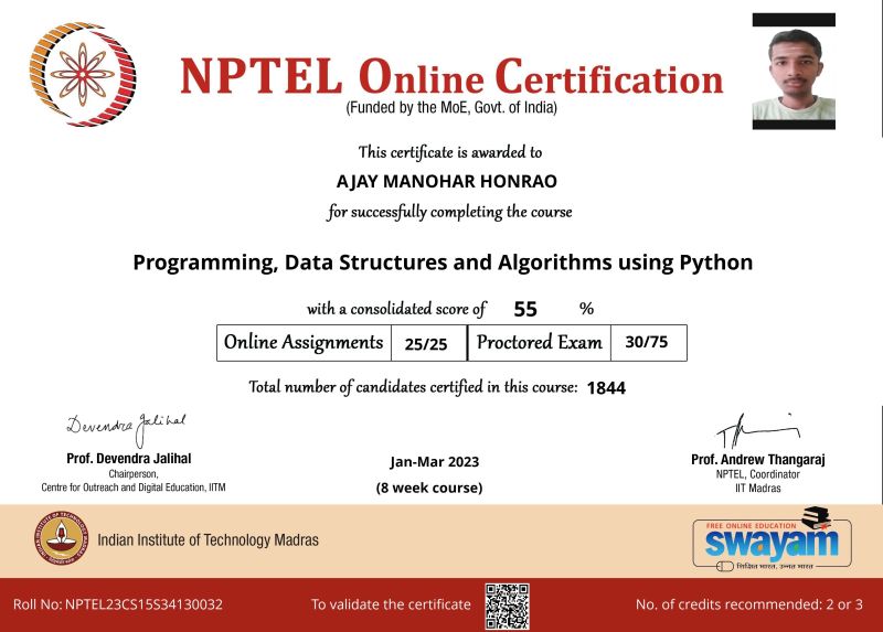Ajay Honrao on LinkedIn: #nptel #python #programming #datastructures # ... Ajay Honrao on LinkedIn: #nptel #python #programming #datastructures # ...