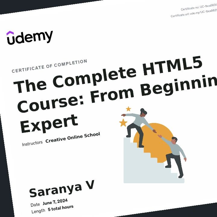 SARANYA V on LinkedIn: completed HTML in Udemy and got knowledge in how ... SARANYA V on LinkedIn: completed HTML in Udemy and got knowledge in how ...