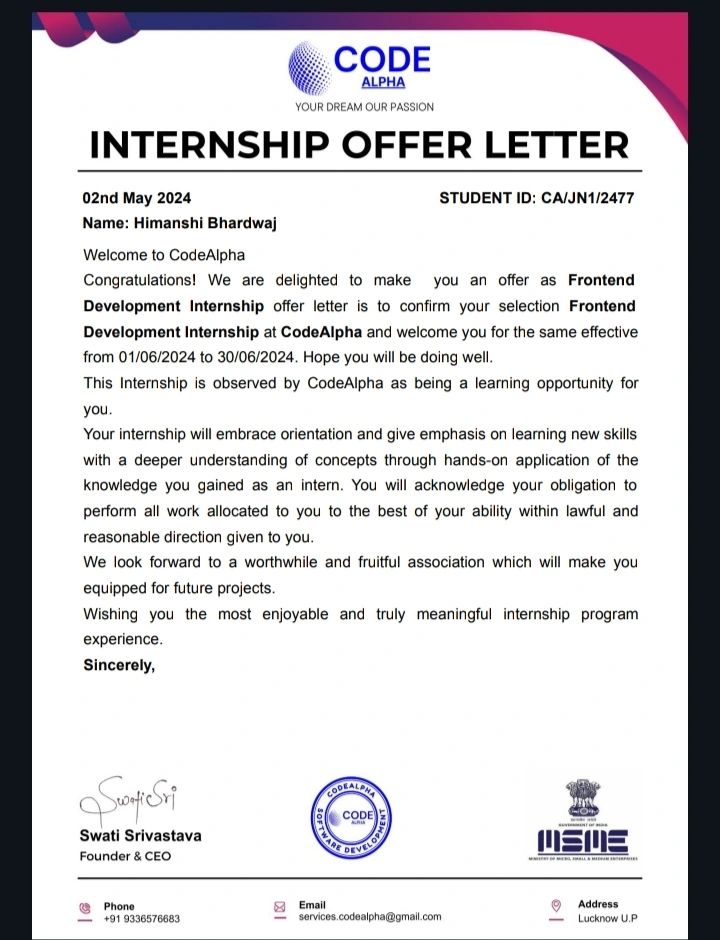 Himanshi Bhardwaj on LinkedIn: #codealpha #internship #cplusplus # ... Himanshi Bhardwaj on LinkedIn: #codealpha #internship #cplusplus # ...