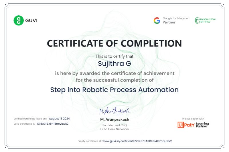Sujithra G on LinkedIn: #guvi #uipath #rpa Sujithra G on LinkedIn: #guvi #uipath #rpa
