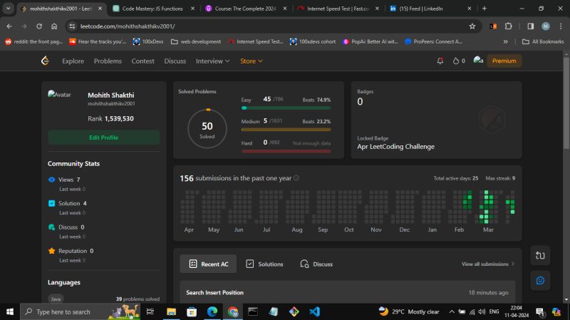 Mohith Shakthi on LinkedIn: #100daysofcode #codingjourney #leetcode Mohith Shakthi on LinkedIn: #100daysofcode #codingjourney #leetcode