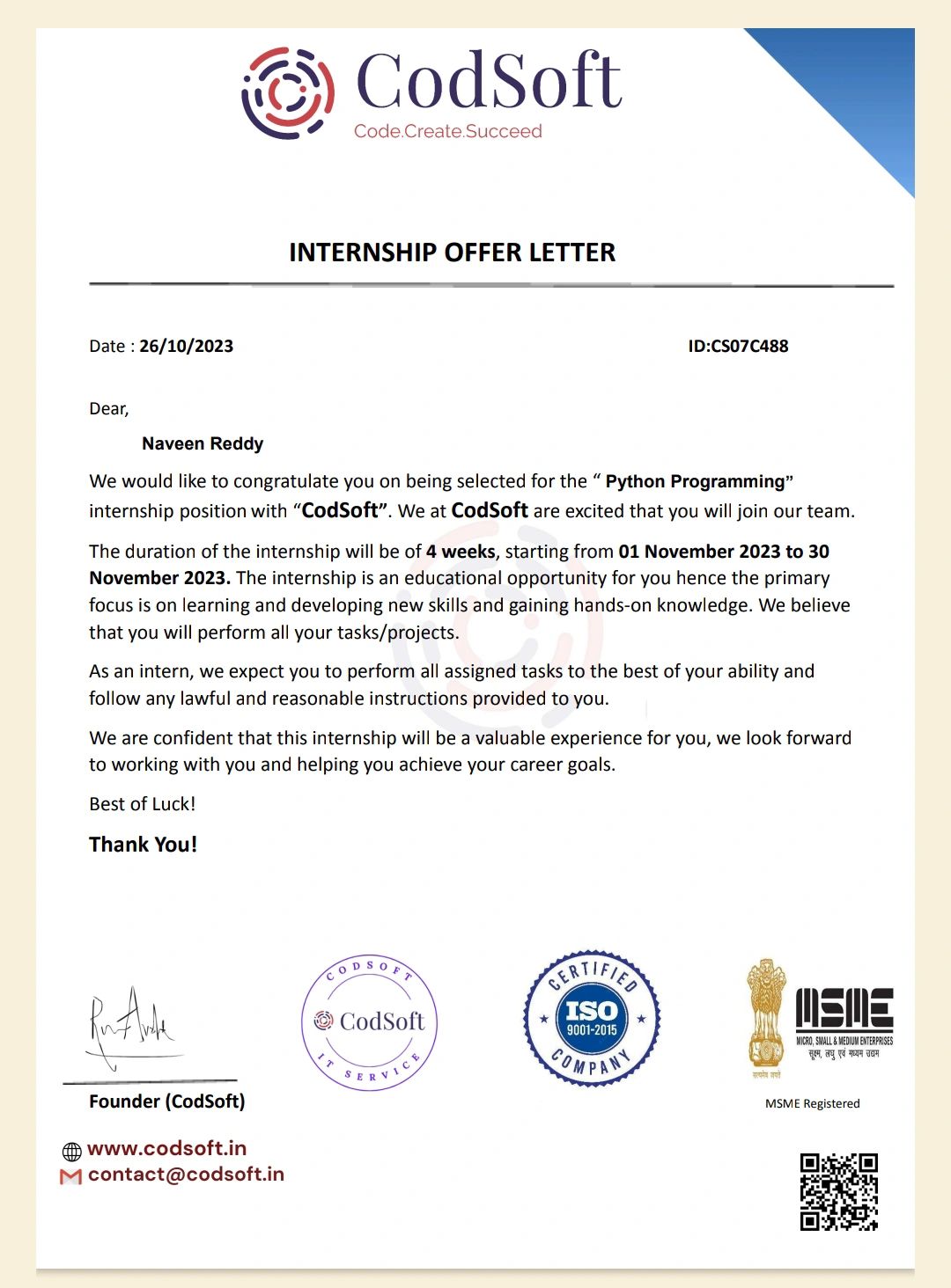 Naveen reddy Pingali on LinkedIn: #codsoft #pythonprogramming #pythoncoding Naveen reddy Pingali on LinkedIn: #codsoft #pythonprogramming #pythoncoding