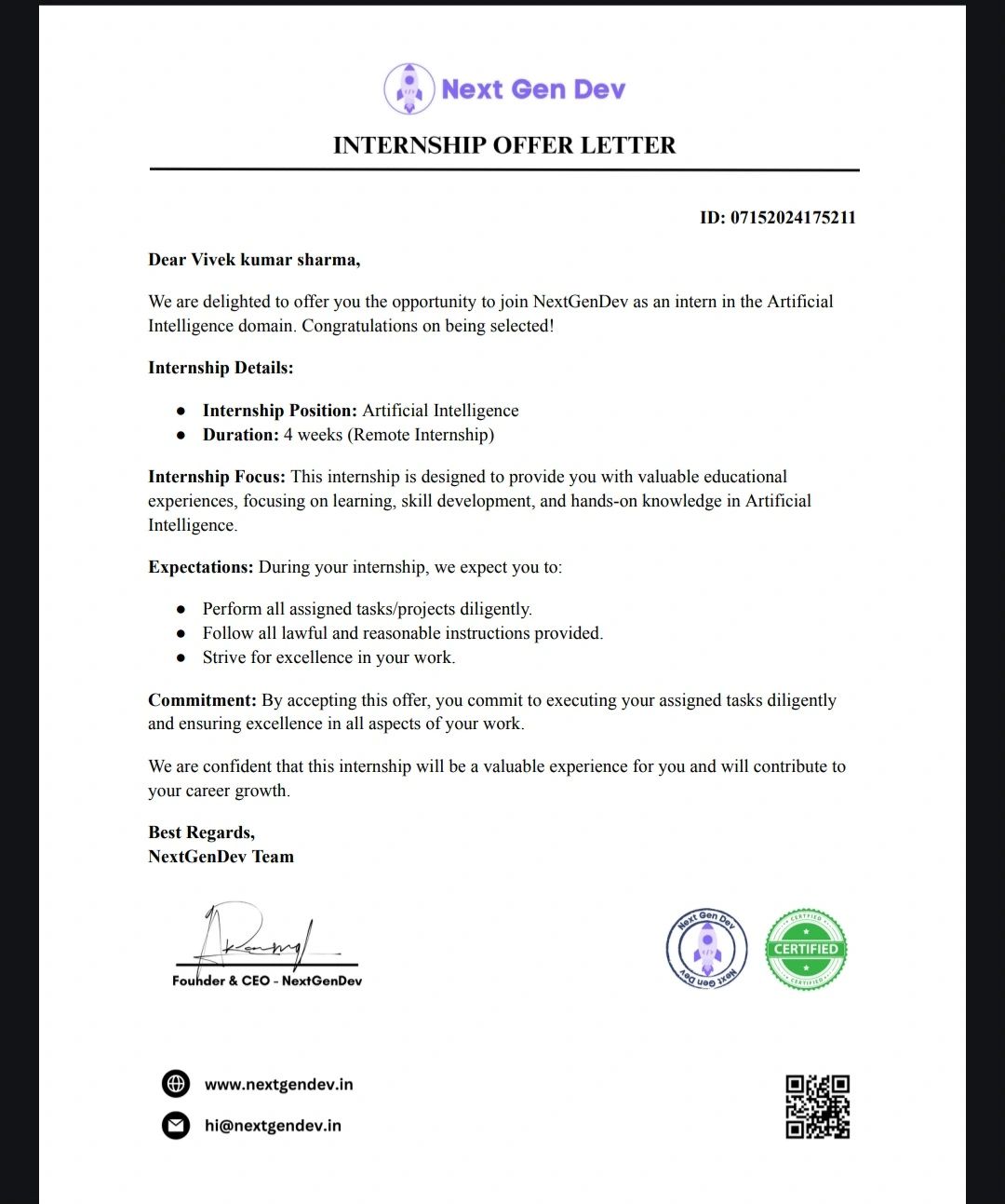 Vivek Kumar Sharma on LinkedIn: #internship #python #nextgendev Vivek Kumar Sharma on LinkedIn: #internship #python #nextgendev