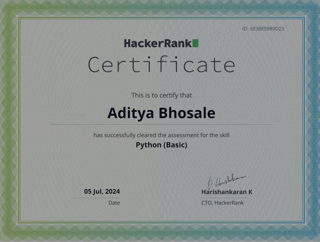 Aditya Bhosale on LinkedIn: #python #programming #hackerrank # ... Aditya Bhosale on LinkedIn: #python #programming #hackerrank # ...