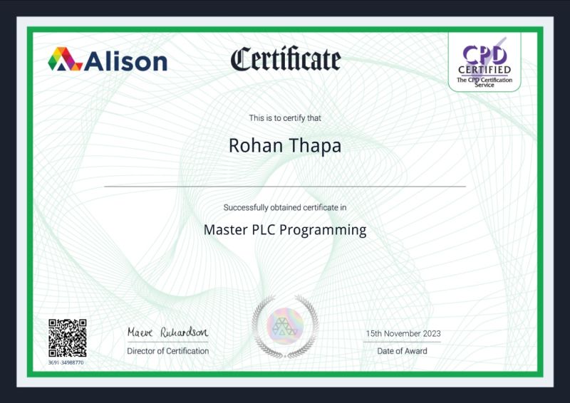 Completed Master PLC Programming Certification | Rohan Thapa posted on ... Completed Master PLC Programming Certification | Rohan Thapa posted on ...