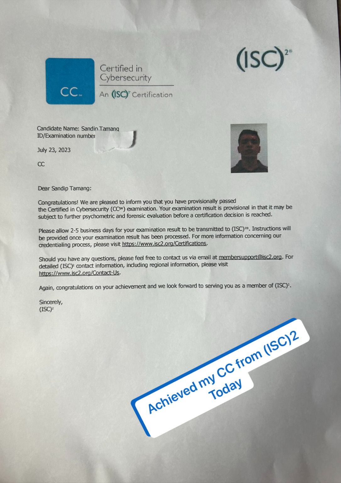 Sandip Tamang on LinkedIn: #isc2 Sandip Tamang on LinkedIn: #isc2