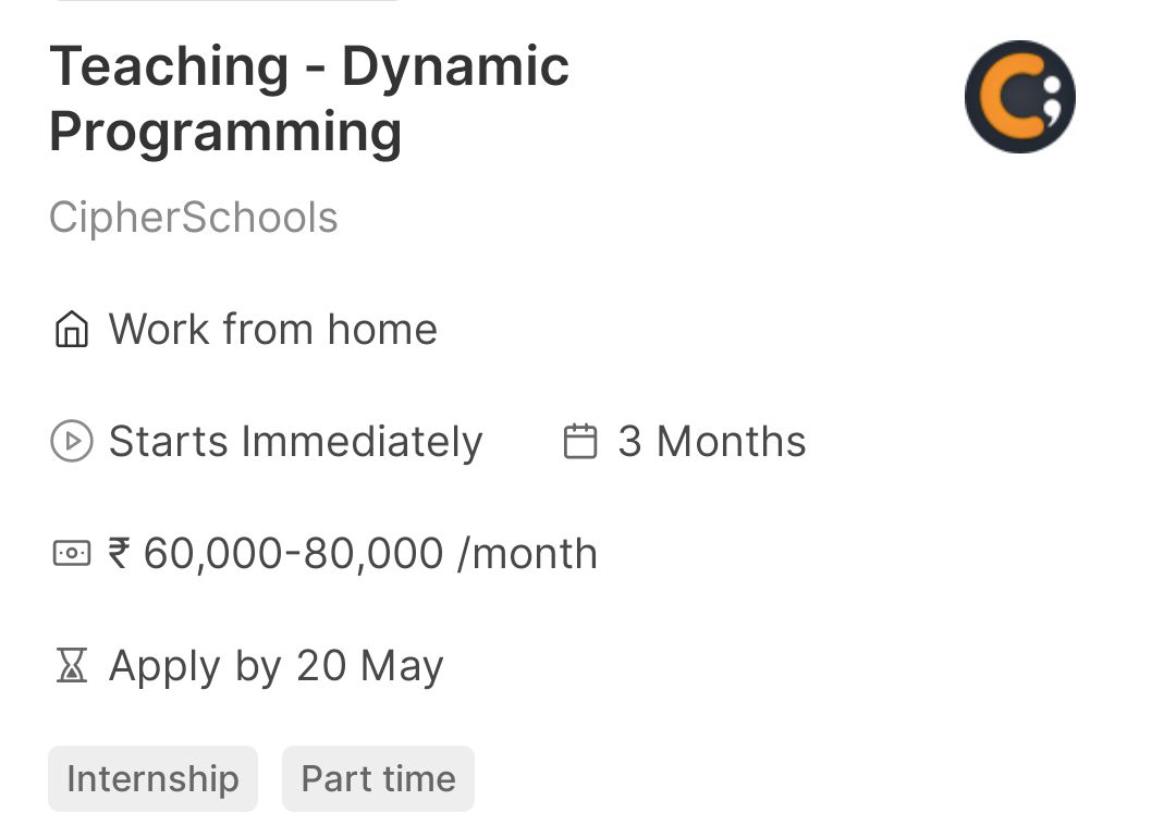 Jyoti Bhasin on LinkedIn: #hiring #intern #dsa Jyoti Bhasin on LinkedIn: #hiring #intern #dsa