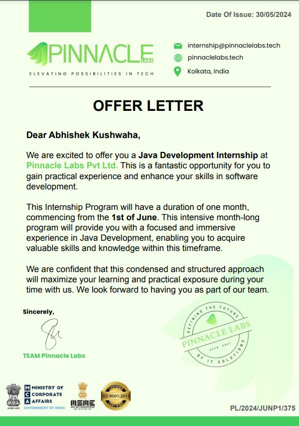 Abhishek Kushwaha on LinkedIn: #internship #pinnaclelabs Abhishek Kushwaha on LinkedIn: #internship #pinnaclelabs
