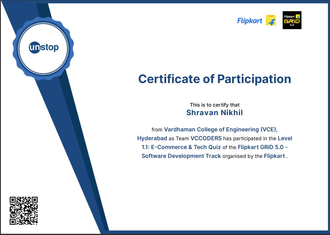 Shravan Nikhil on LinkedIn: #flipkartgrid #flipkartgrid5 #participation Shravan Nikhil on LinkedIn: #flipkartgrid #flipkartgrid5 #participation