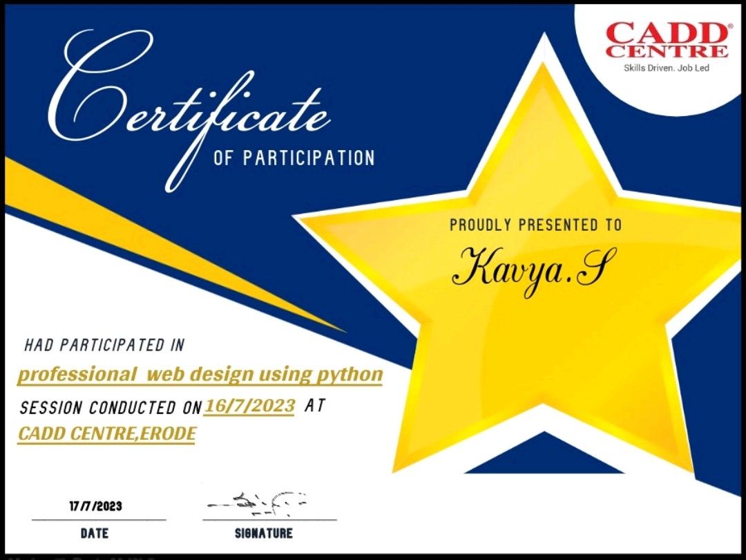 Kavya Senthil Kumar on LinkedIn: I had participated in Professional web ... Kavya Senthil Kumar on LinkedIn: I had participated in Professional web ...