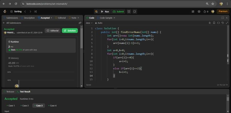 Day 18 of #LeetCodeChallenge: Set Mismatch | S PRAVEEN KUMAR posted on ... Day 18 of #LeetCodeChallenge: Set Mismatch | S PRAVEEN KUMAR posted on ...