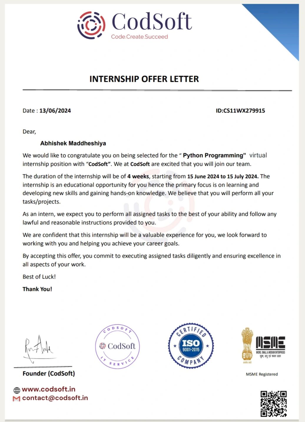 Abhishek Maddheshiya on LinkedIn: #internship #python #codsoft # ... Abhishek Maddheshiya on LinkedIn: #internship #python #codsoft # ...