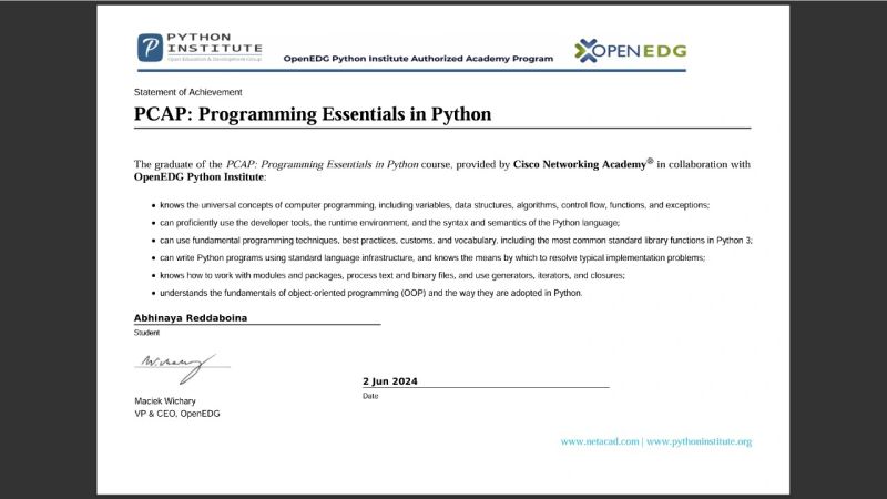 Abhinaya Reddaboina on LinkedIn: #cisconetworkingacademy #pythonprogramming Abhinaya Reddaboina on LinkedIn: #cisconetworkingacademy #pythonprogramming
