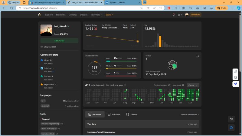Utkarsh Pandey on LinkedIn: 🚀 Boosting My Coding Skills: A LeetCode ... Utkarsh Pandey on LinkedIn: 🚀 Boosting My Coding Skills: A LeetCode ...