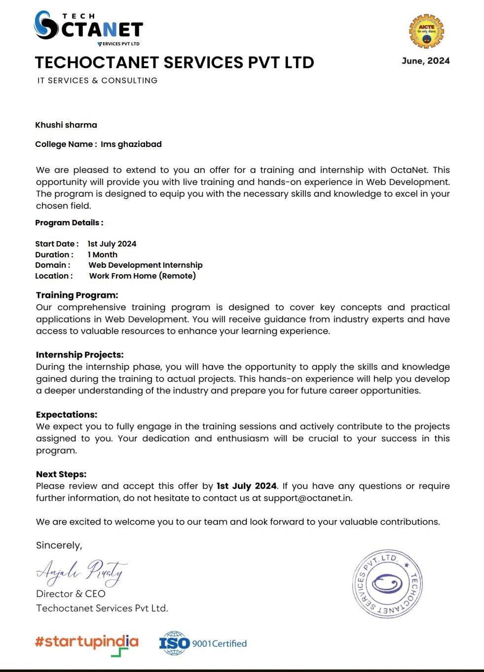 Khushi Sharma on LinkedIn: #webdevelopment #internship Khushi Sharma on LinkedIn: #webdevelopment #internship