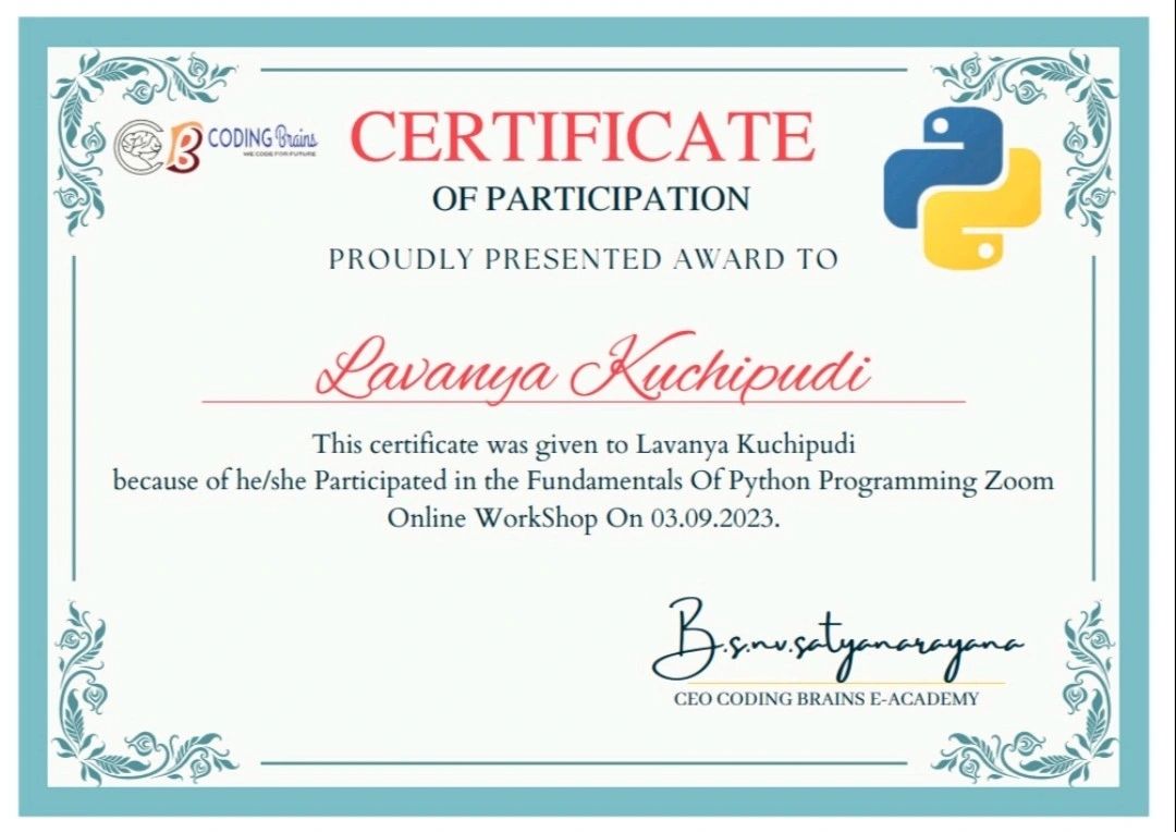 Lavanya Kuchipudi on LinkedIn: #python #pythonprogramming #workshop # ... Lavanya Kuchipudi on LinkedIn: #python #pythonprogramming #workshop # ...