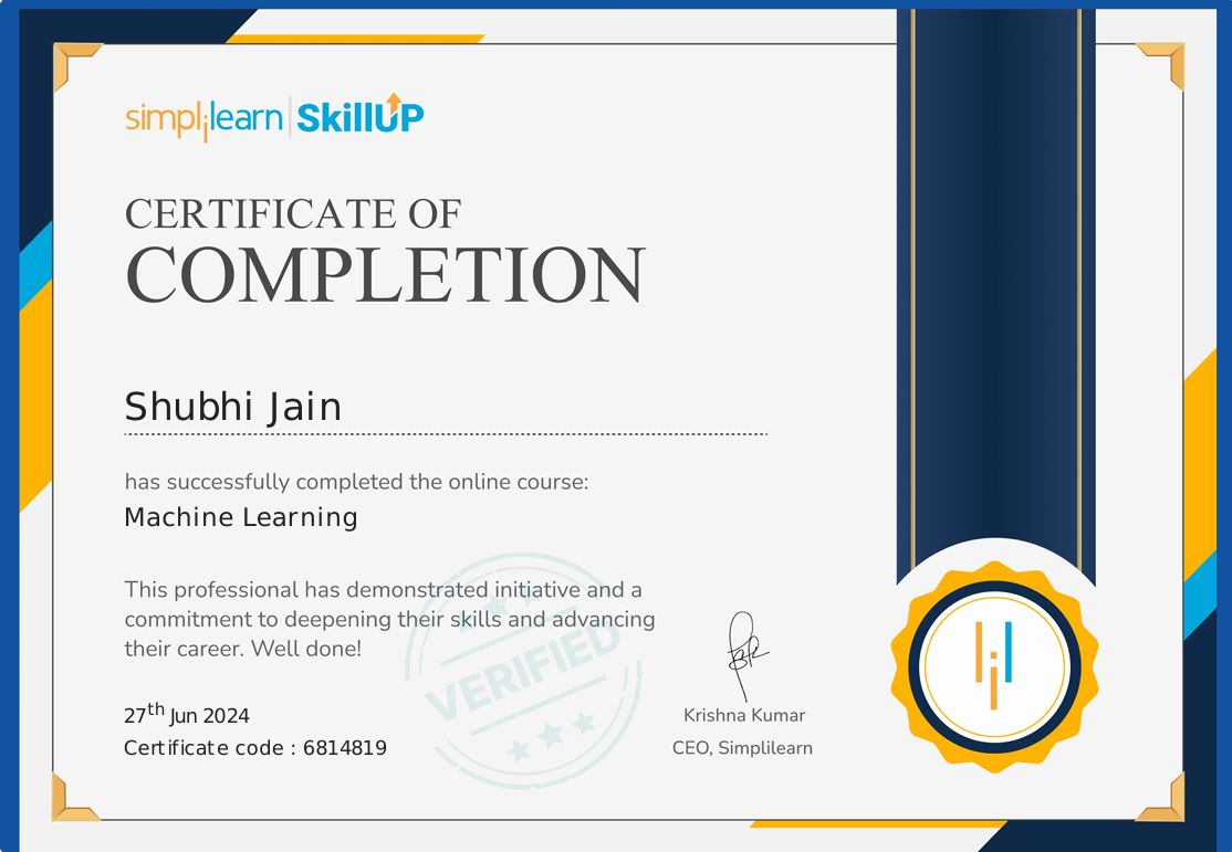 Shubhi Jain on LinkedIn: #machinelearning #python #certification # ... Shubhi Jain on LinkedIn: #machinelearning #python #certification # ...